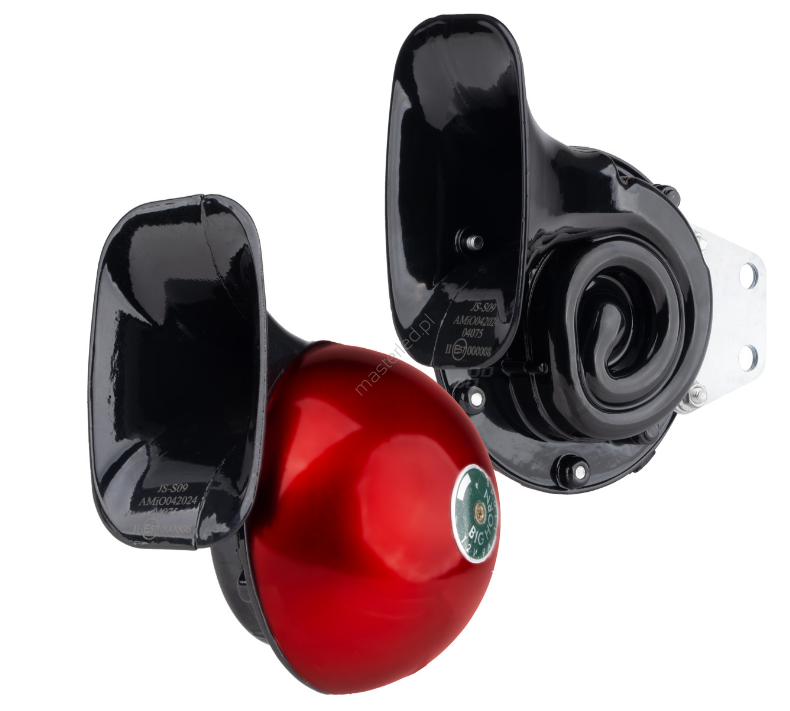 Car Horn Set, 2 Pcs., Red, 125mm, 12V, AMIO-04075 | masterled.pl