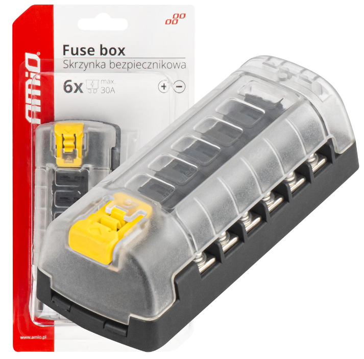 6-Position Fuse Box with Screw Terminals AMIO-03836 | masterled.pl